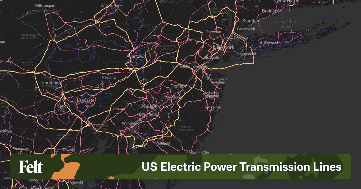 US Electric Power Transmission Lines in New Jersey