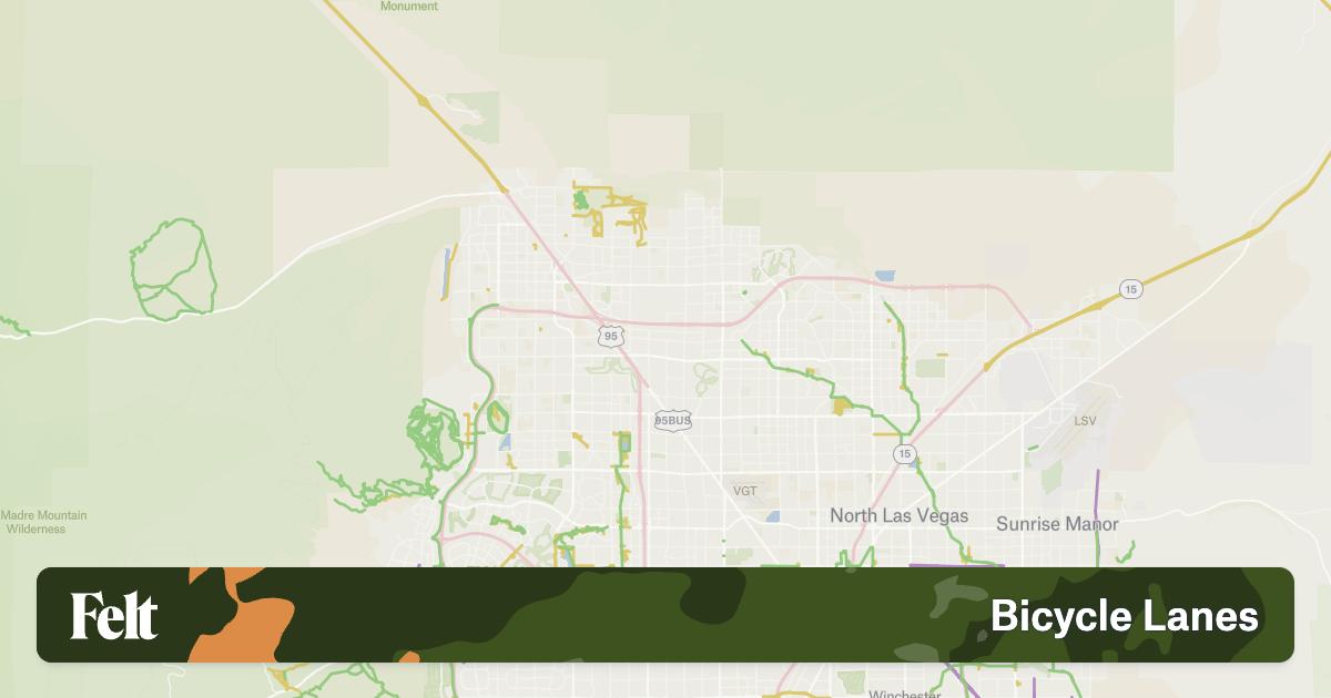 Bicycle Lanes in the city of Las Vegas, Nevada