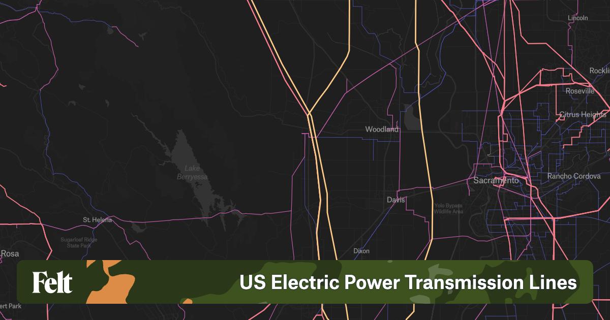 US Electric Power Transmission Lines in Yolo County, California