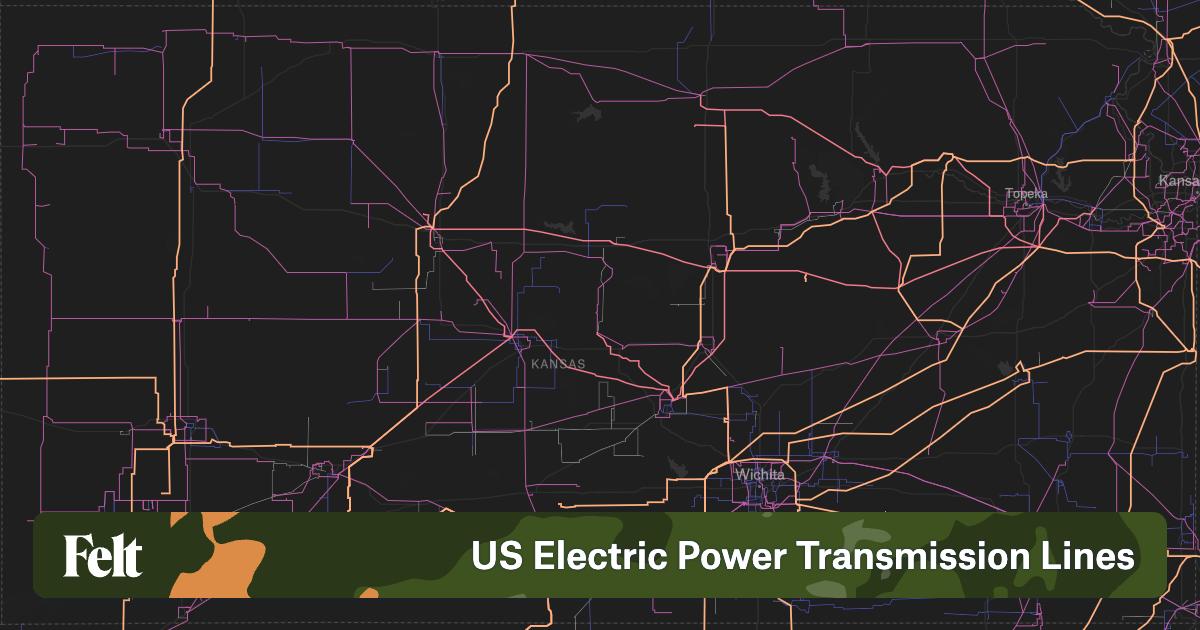 US Electric Power Transmission Lines in Kansas