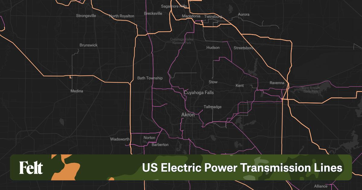 US Electric Power Transmission Lines in Summit County, Ohio
