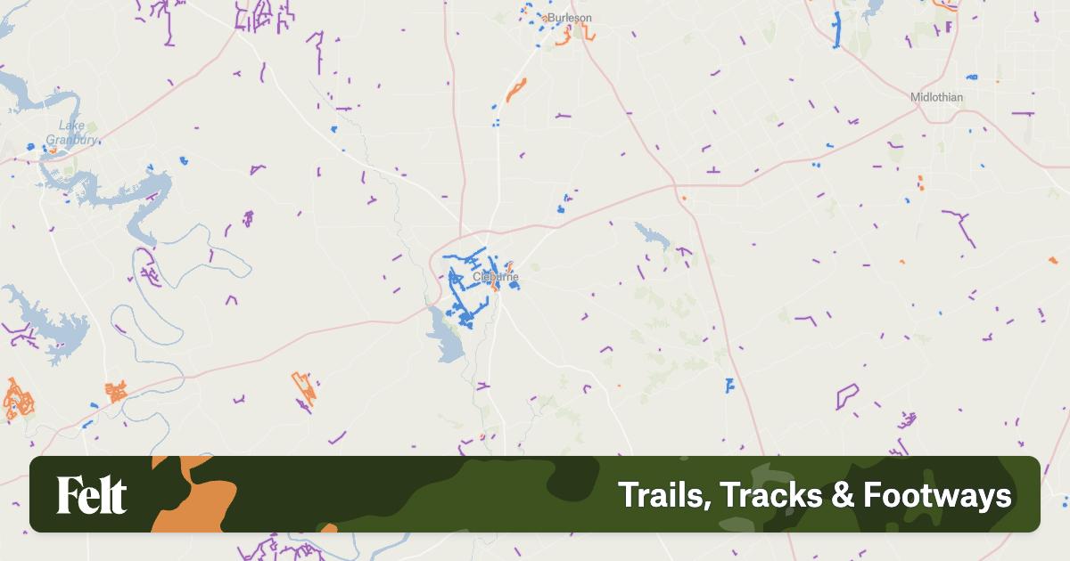 Trails, tracks & footways in Johnson County, Texas