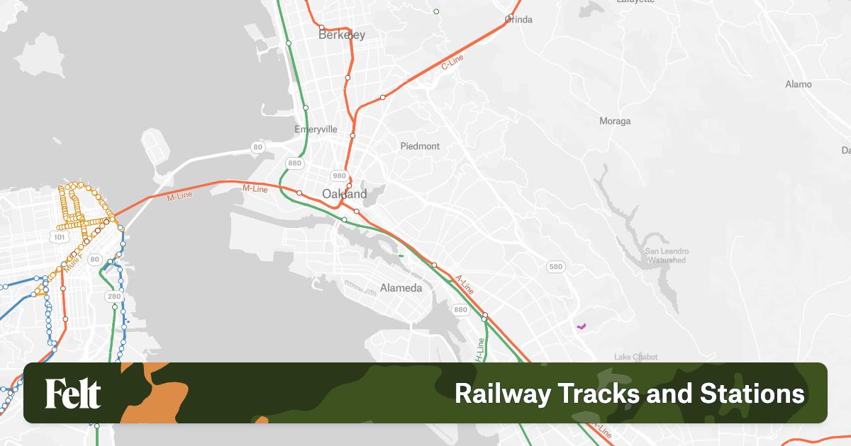 Railway Tracks and Stations in the city of Oakland, California