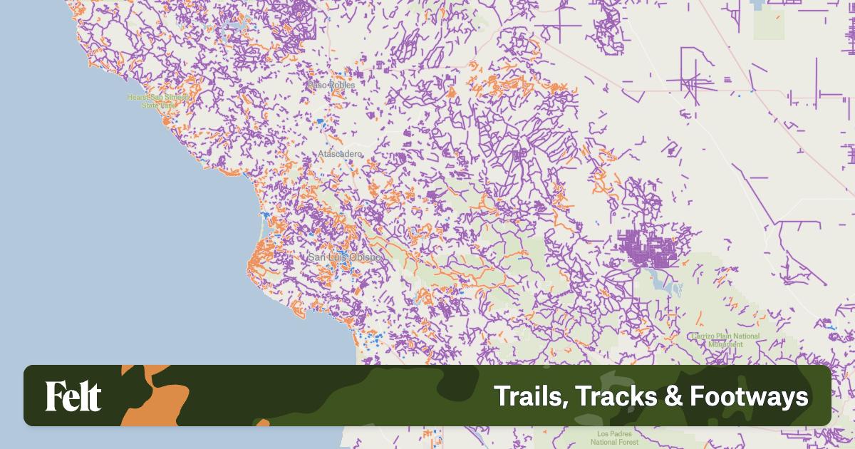 Trails, tracks & footways in San Luis Obispo County, California
