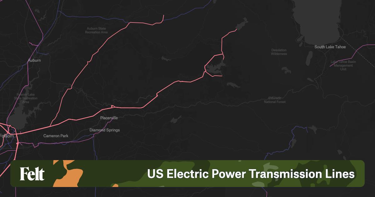 US Electric Power Transmission Lines in El Dorado County, California