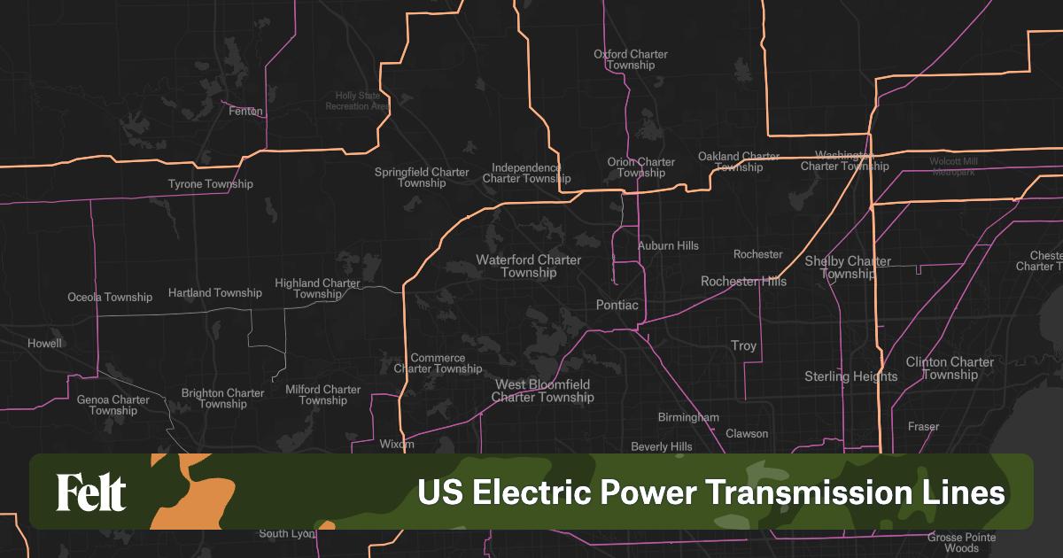 US Electric Power Transmission Lines in Oakland County, Michigan