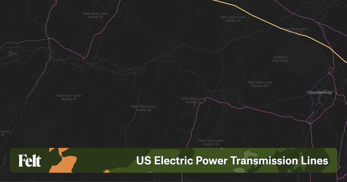 US Electric Power Transmission Lines in Fulton County, Pennsylvania