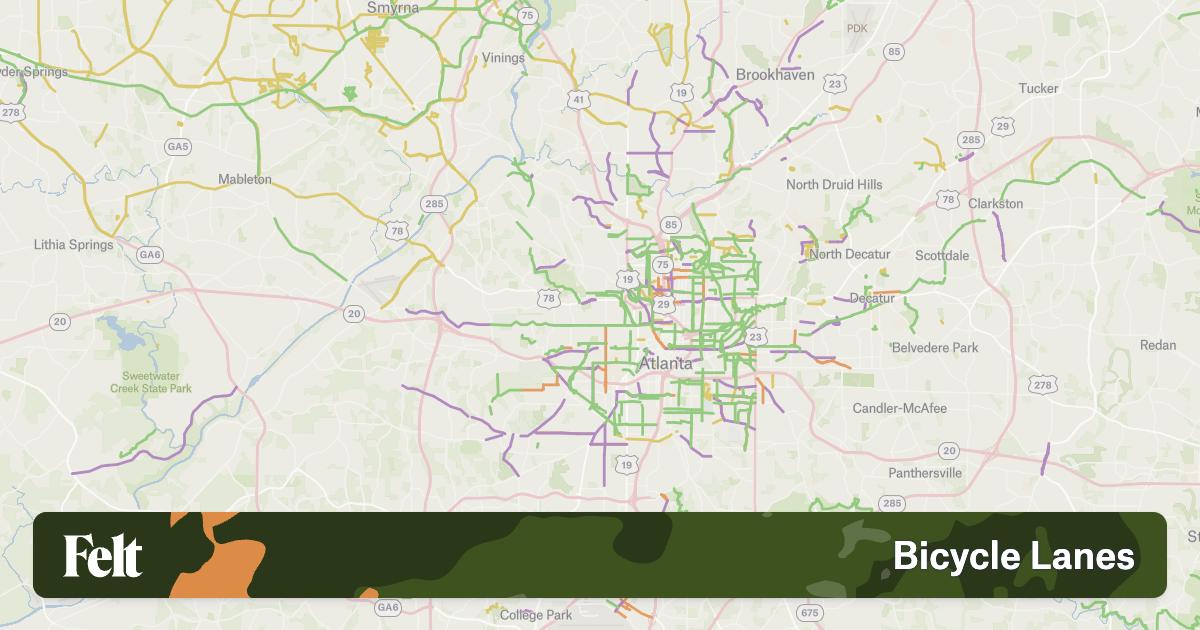 Bicycle Lanes in the city of Atlanta, Georgia