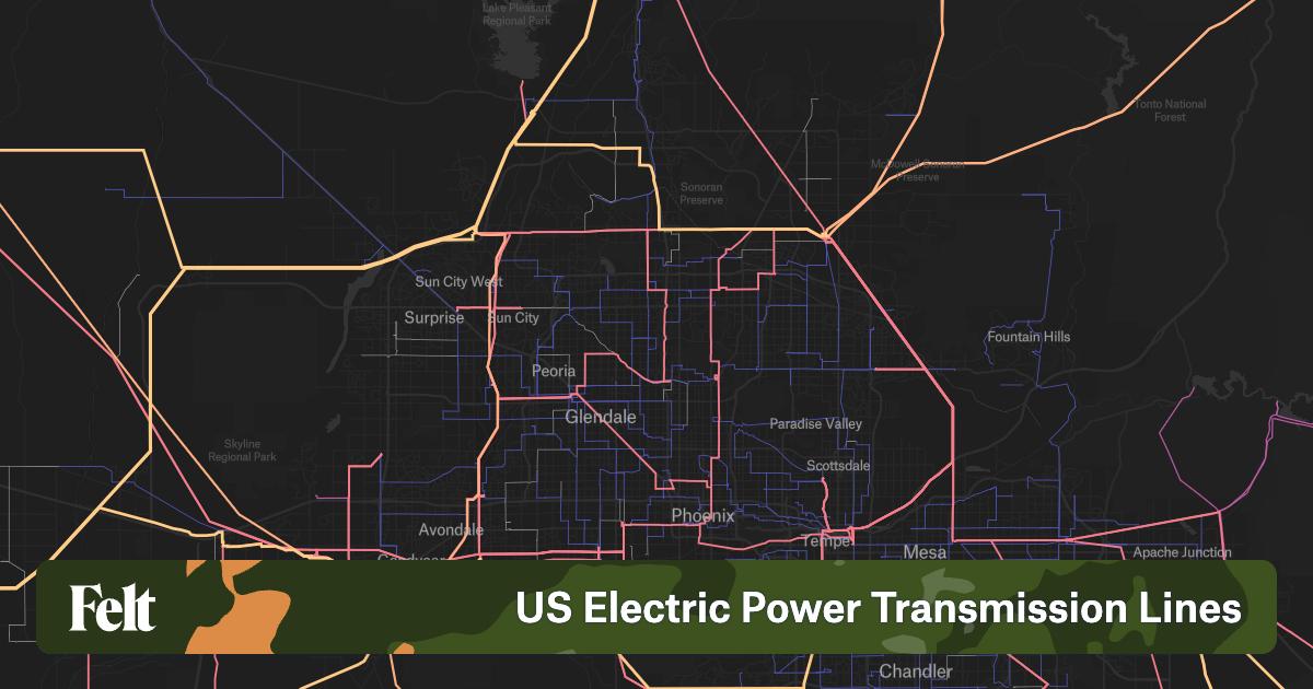 US Electric Power Transmission Lines in the city of Phoenix, Arizona