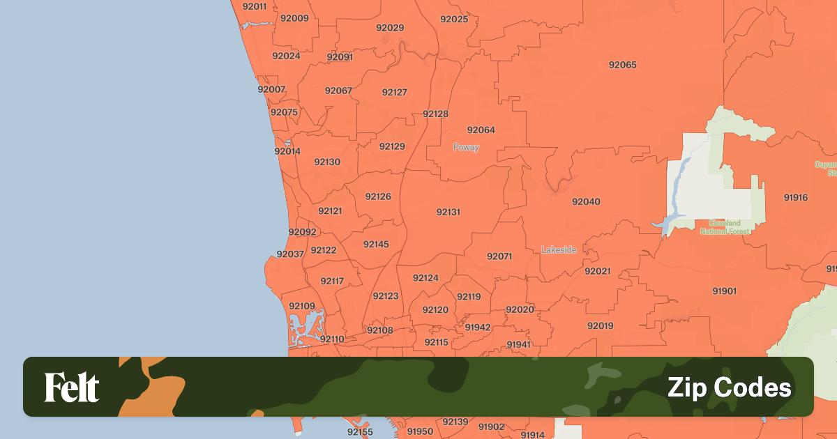 ZIP Codes in the city of San Diego, California