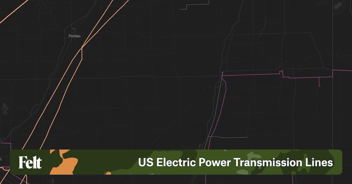 US Electric Power Transmission Lines in Ford County, Illinois
