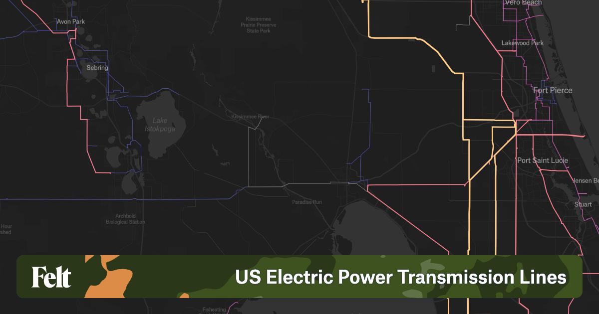 US Electric Power Transmission Lines in Okeechobee County, Florida