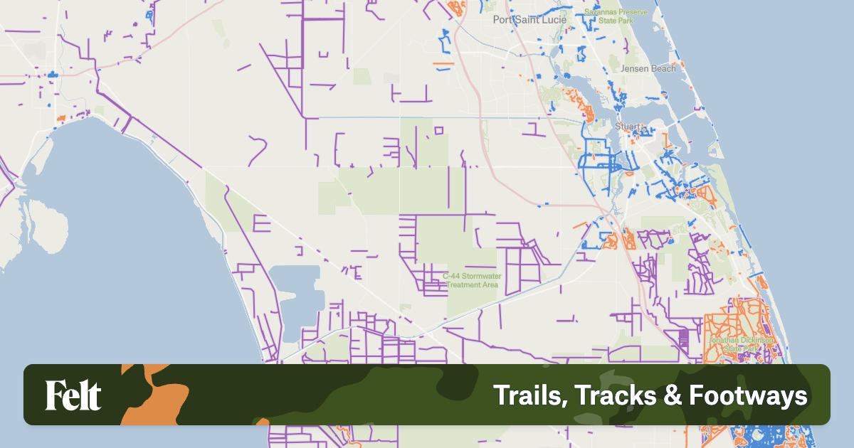 Trails, tracks & footways in Martin County, Florida