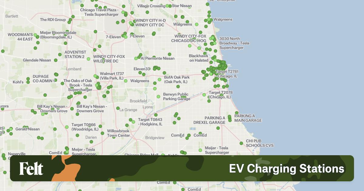 Electric Vehicle Charging Stations in the city of Chicago, Illinois