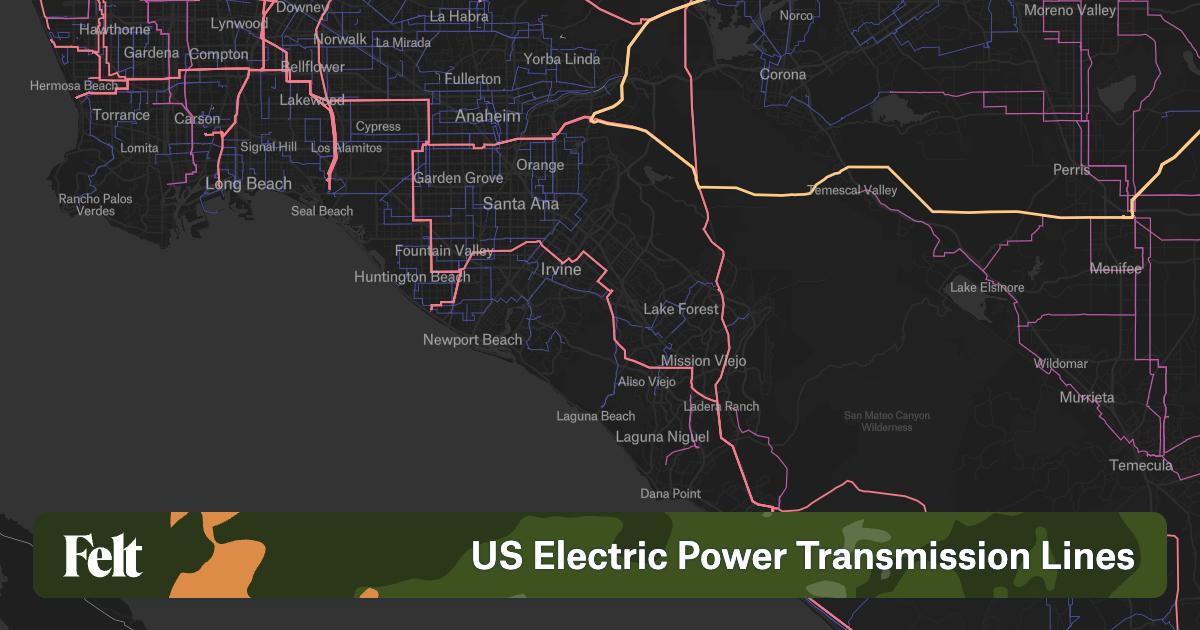 US Electric Power Transmission Lines in Orange County, California