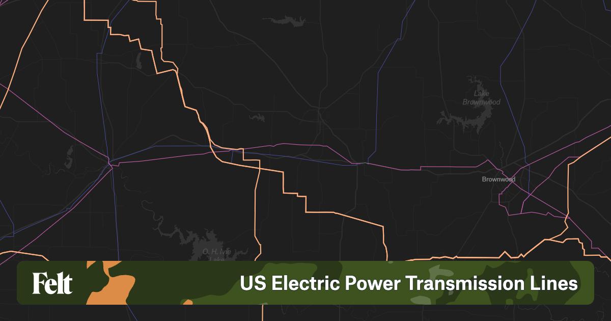 US Electric Power Transmission Lines in Coleman County, Texas