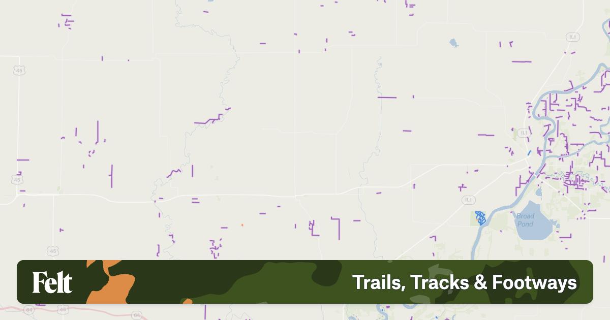 Trails, tracks & footways in Edwards County, Illinois