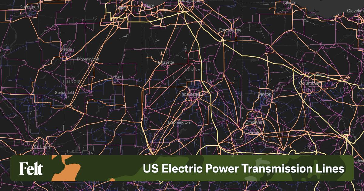 US Electric Power Transmission Lines in Indiana