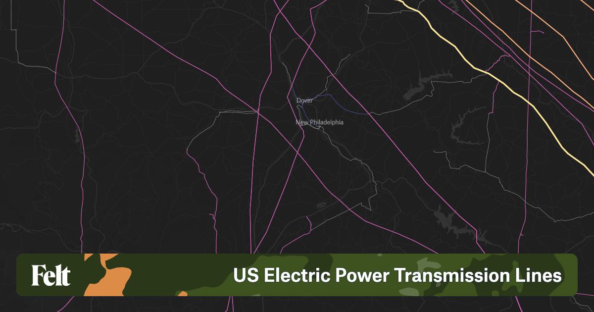 US Electric Power Transmission Lines in Tuscarawas County, Ohio