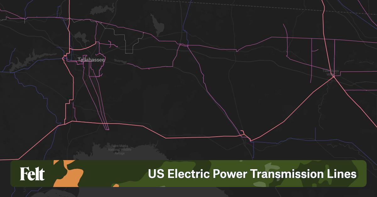 US Electric Power Transmission Lines in Jefferson County, Florida