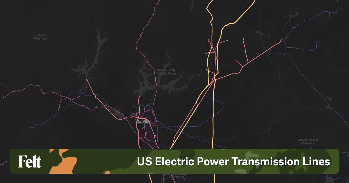 US Electric Power Transmission Lines in Shasta County, California