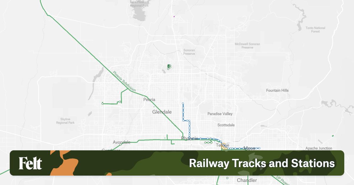Railway Tracks and Stations in the city of Phoenix, Arizona