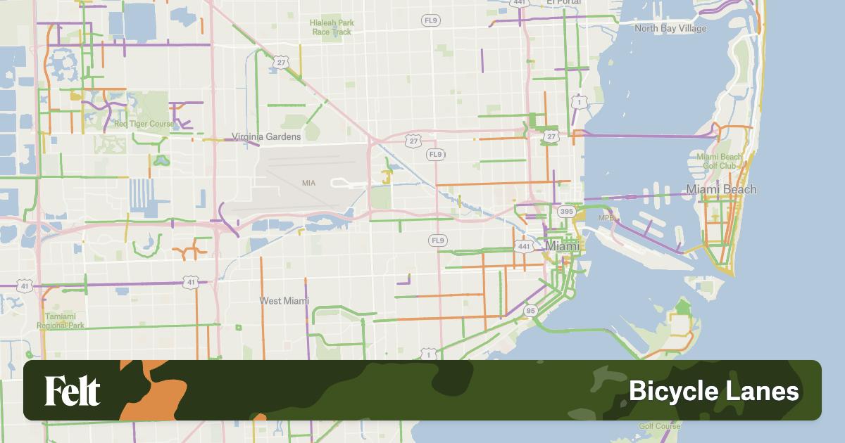 Bicycle Lanes in the city of Miami, Florida