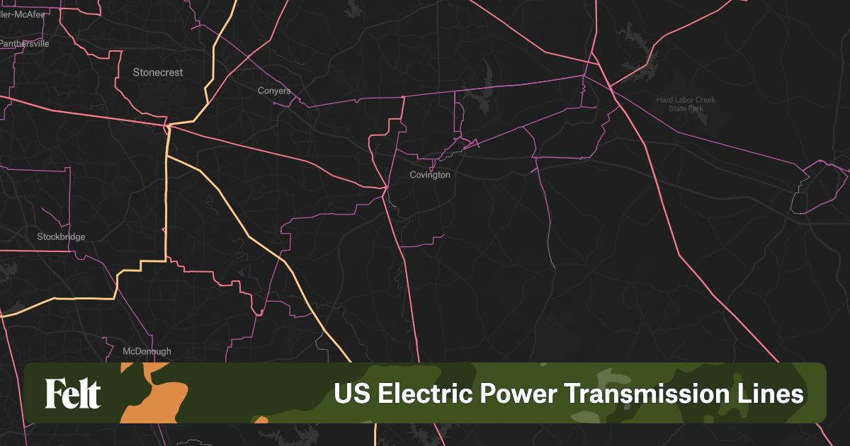 US Electric Power Transmission Lines in Newton County, Georgia