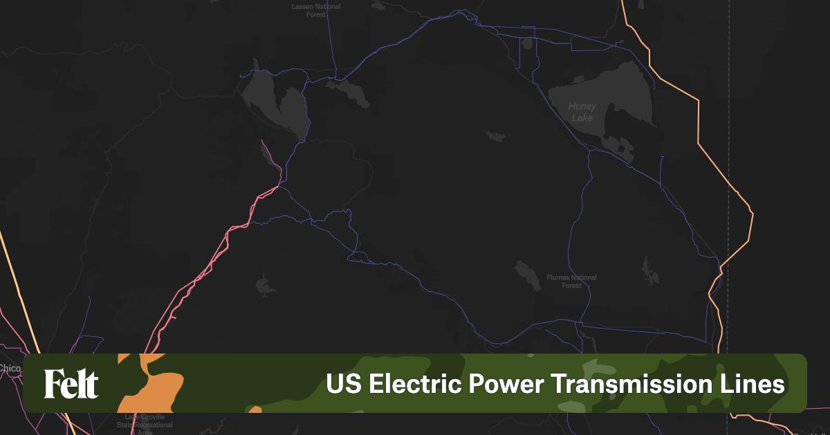 US Electric Power Transmission Lines in Plumas County, California