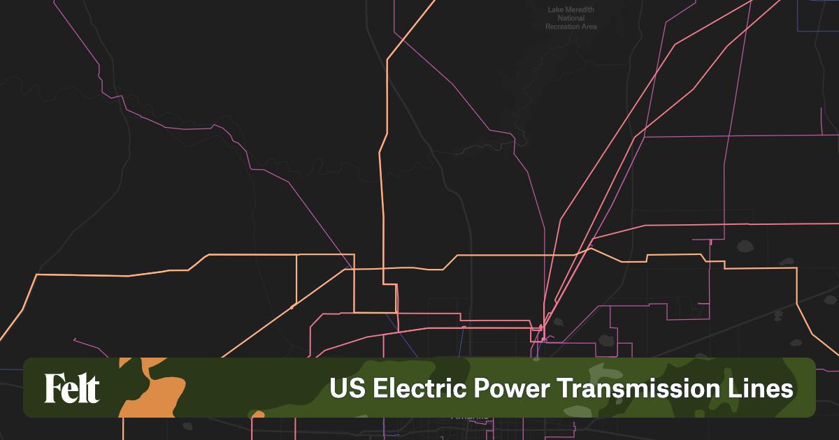 US Electric Power Transmission Lines in Potter County, Texas