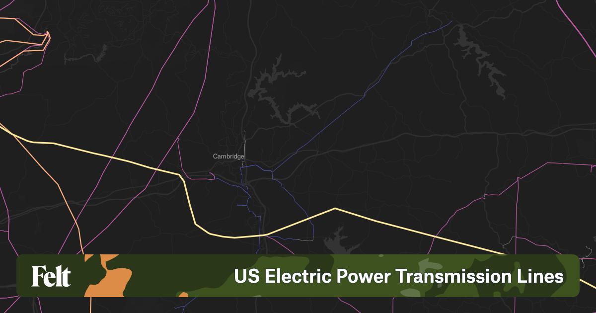US Electric Power Transmission Lines in Guernsey County, Ohio