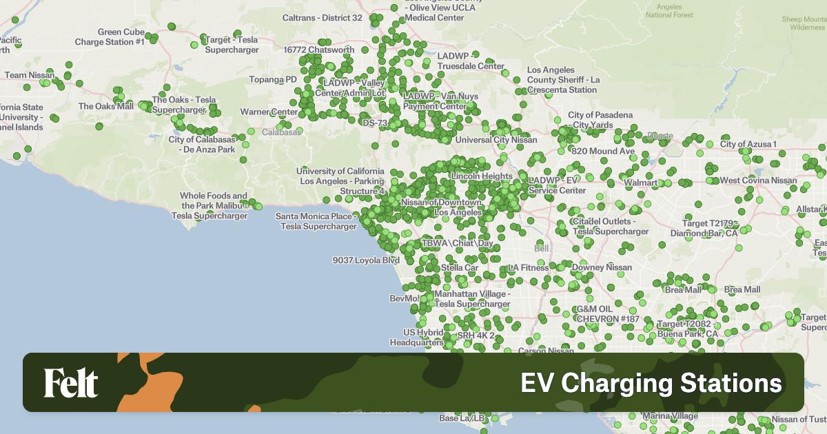 Electric Vehicle Charging Stations in the city of Los Angeles, California