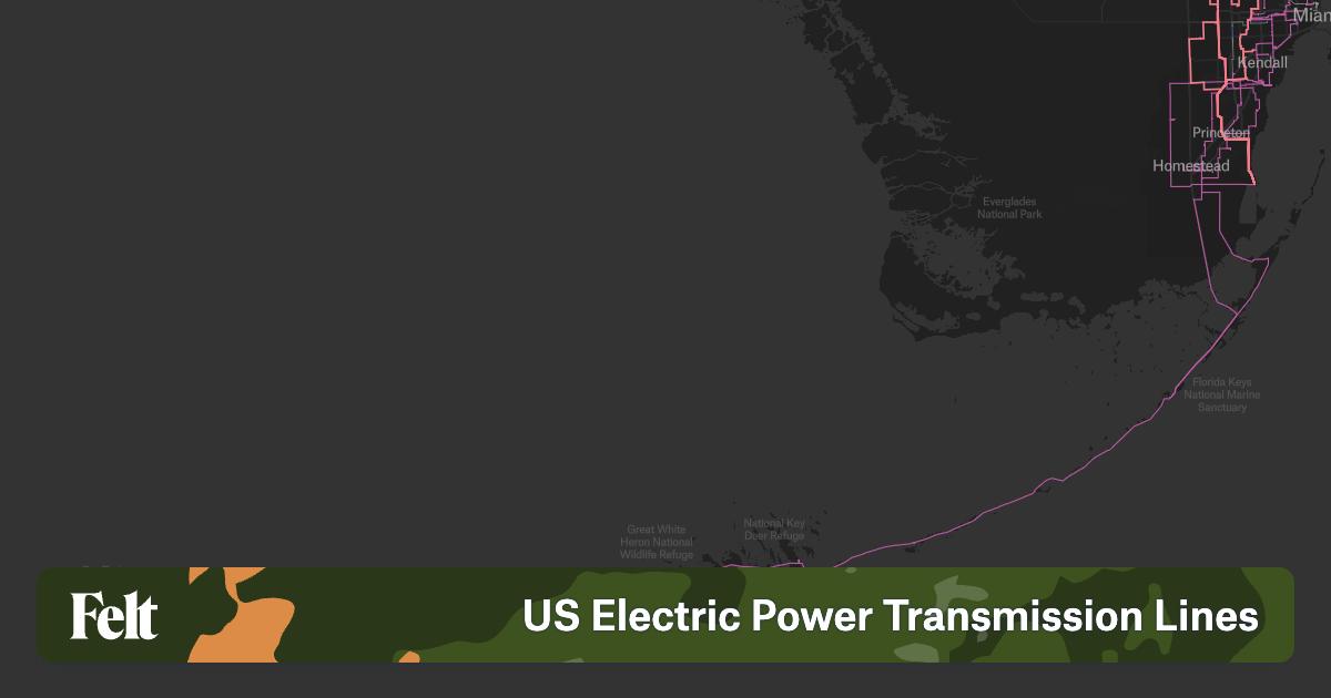 US Electric Power Transmission Lines in Monroe County, Florida