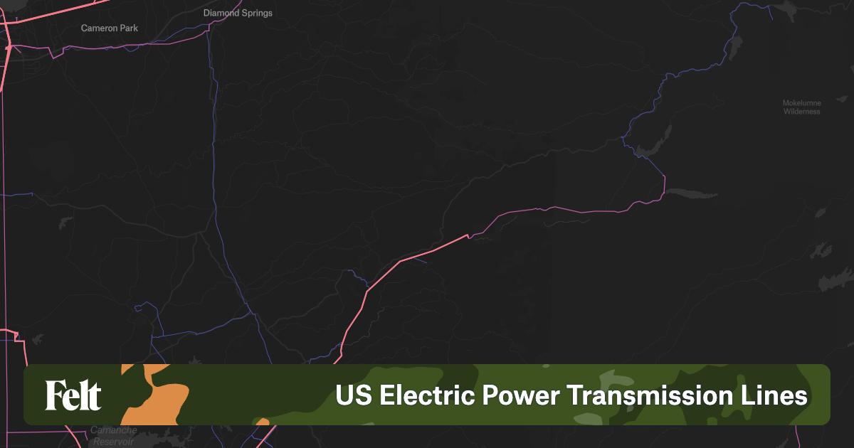 US Electric Power Transmission Lines in Amador County, California