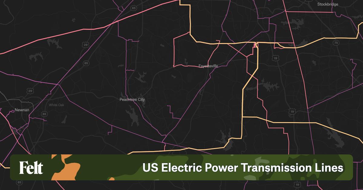 US Electric Power Transmission Lines in Fayette County, Georgia