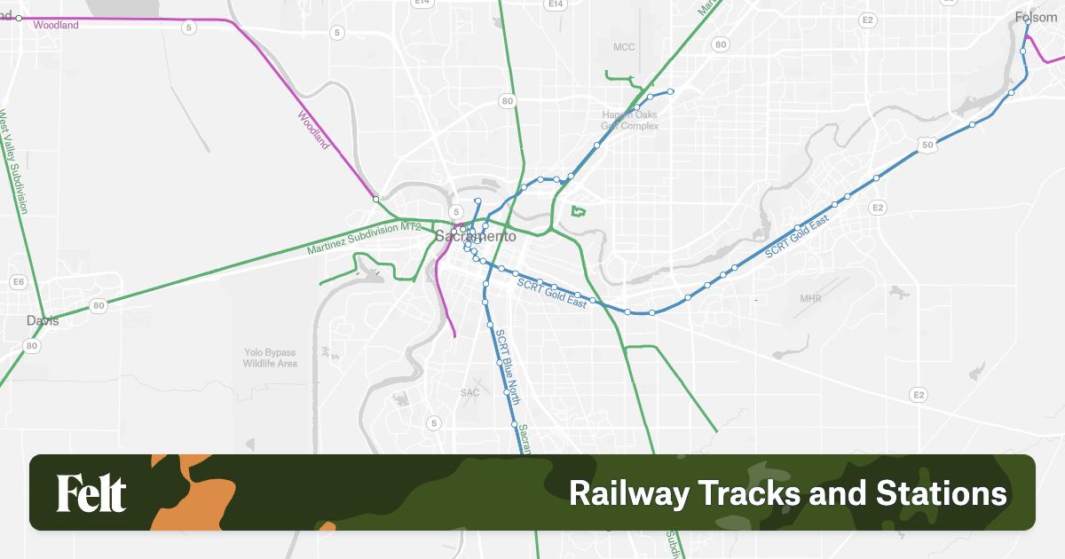 Railway Tracks and Stations in the city of Sacramento, California